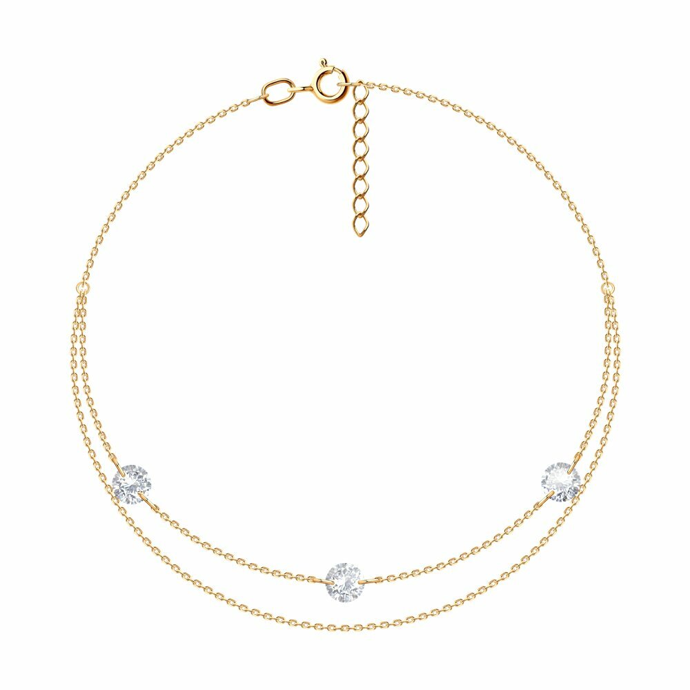 Браслет, красное золото, 585 проба, фианит