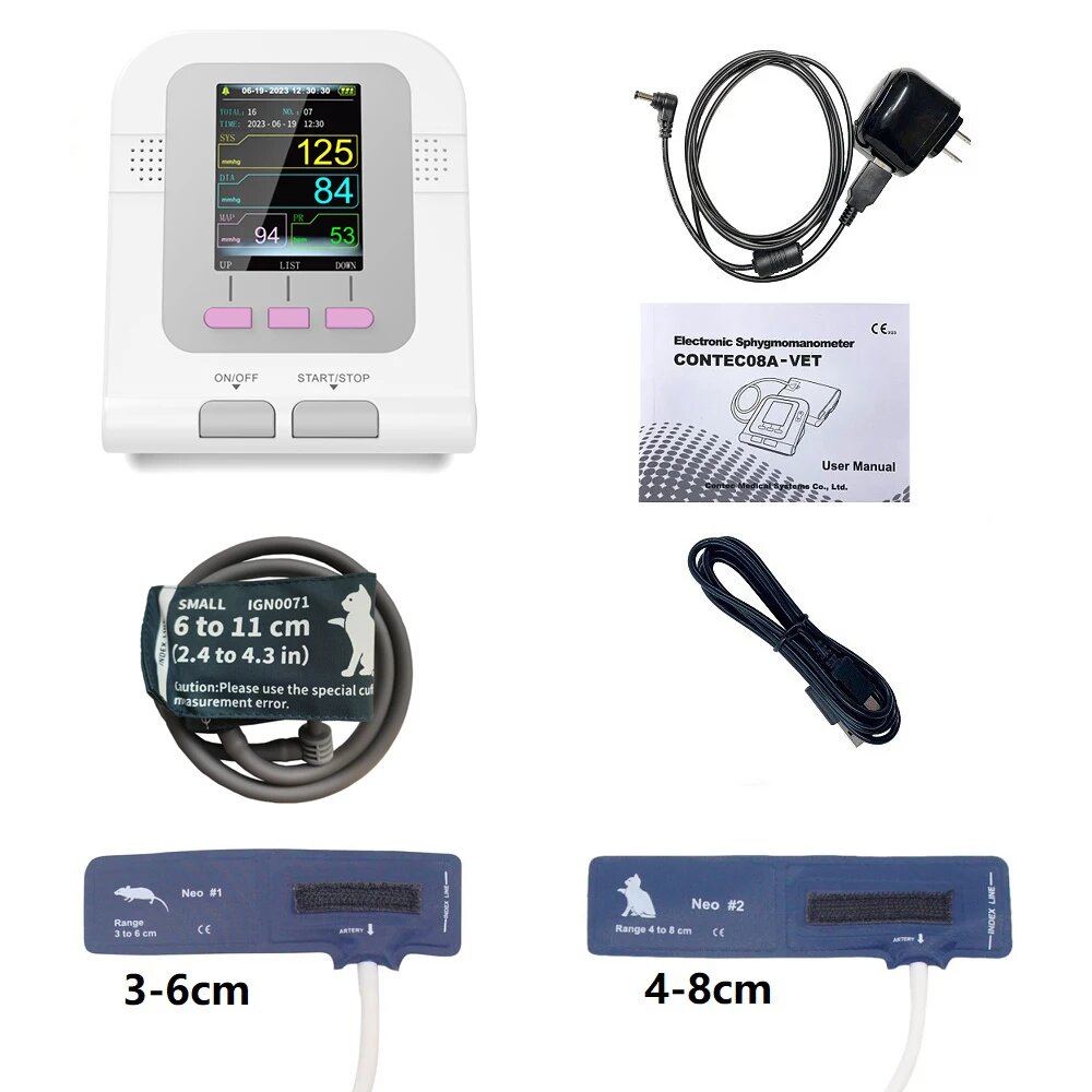 Цифровой ветеринарный тонометр Contec08A 3 cuffs adapter