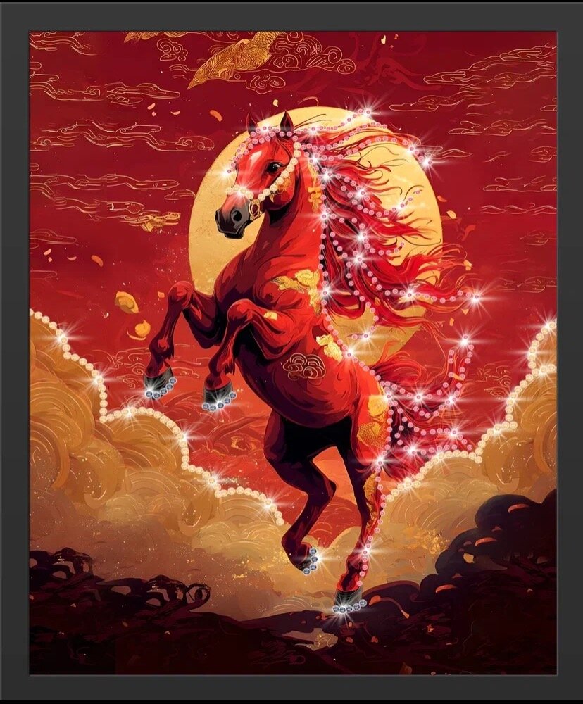 Картина «Огненный император» с кристаллами Swarovski, 40х50 см