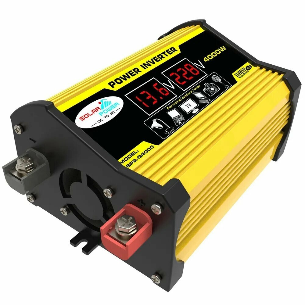 DC 12V в AC 220V 4000W Автомобильный инвертор Светодиодный дисплей Многофункциональный 2 USB Power Converter Зарядное устройство Адаптер