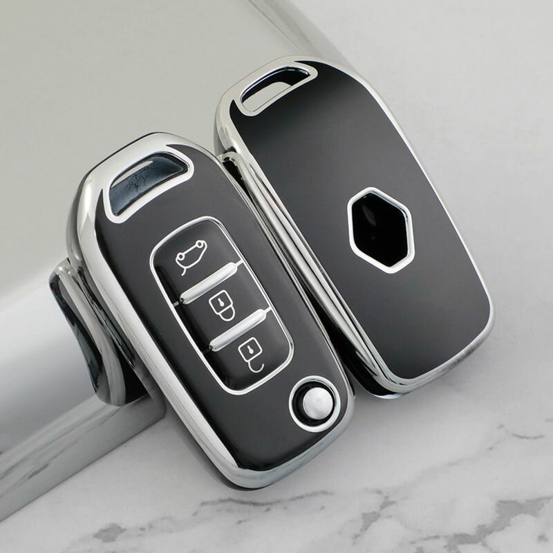 Силиконовый чехол для ключа Renault Megane III Fluence Twingo Koleos Dongfeng на 3 кнопки черный