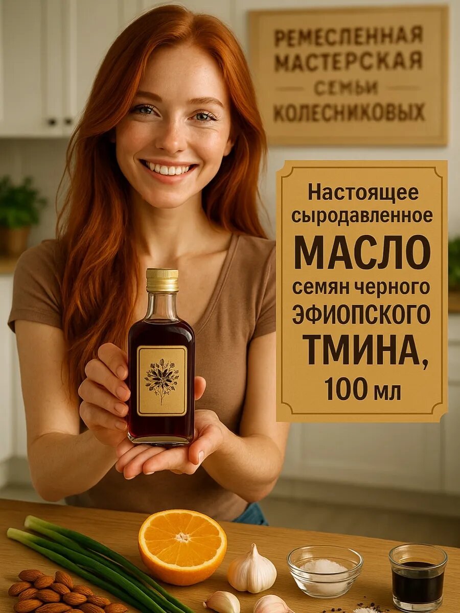 Сыродавленное масло черного тмина(Эфиопские семена) 100 мл