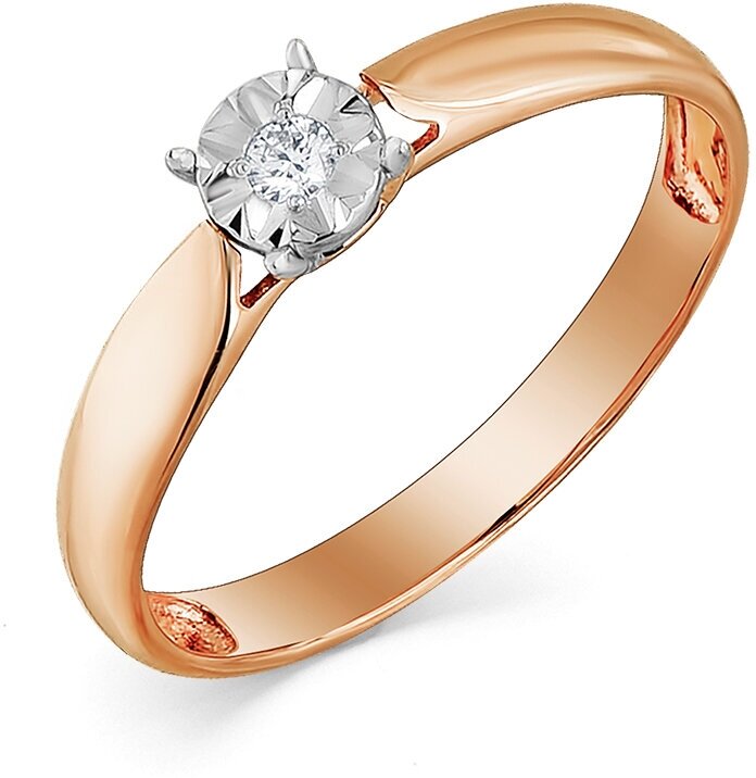 Кольцо, красное золото, 585 проба, бриллиант