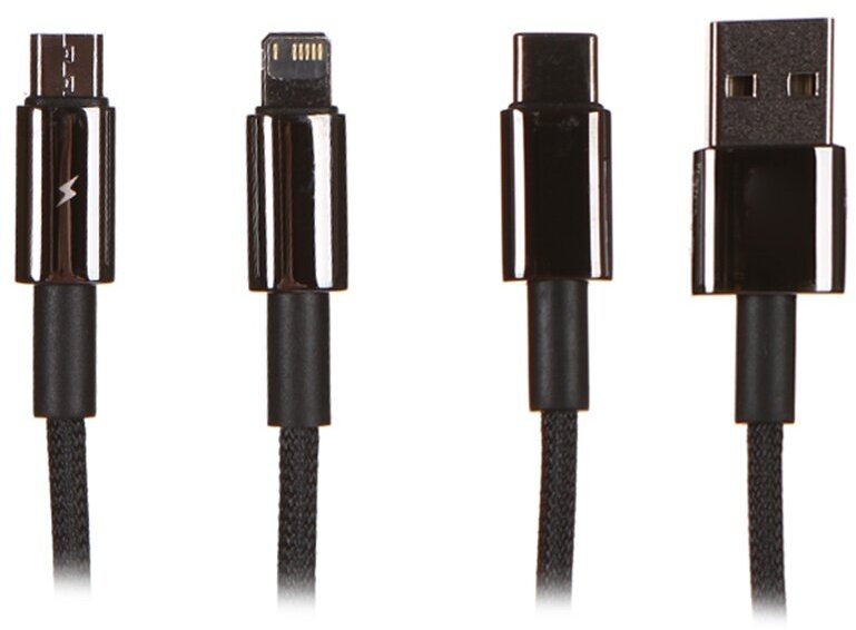 Аксессуар Baseus Tungsten Gold One-for-Three USB - MicroUSB/Lightning ...