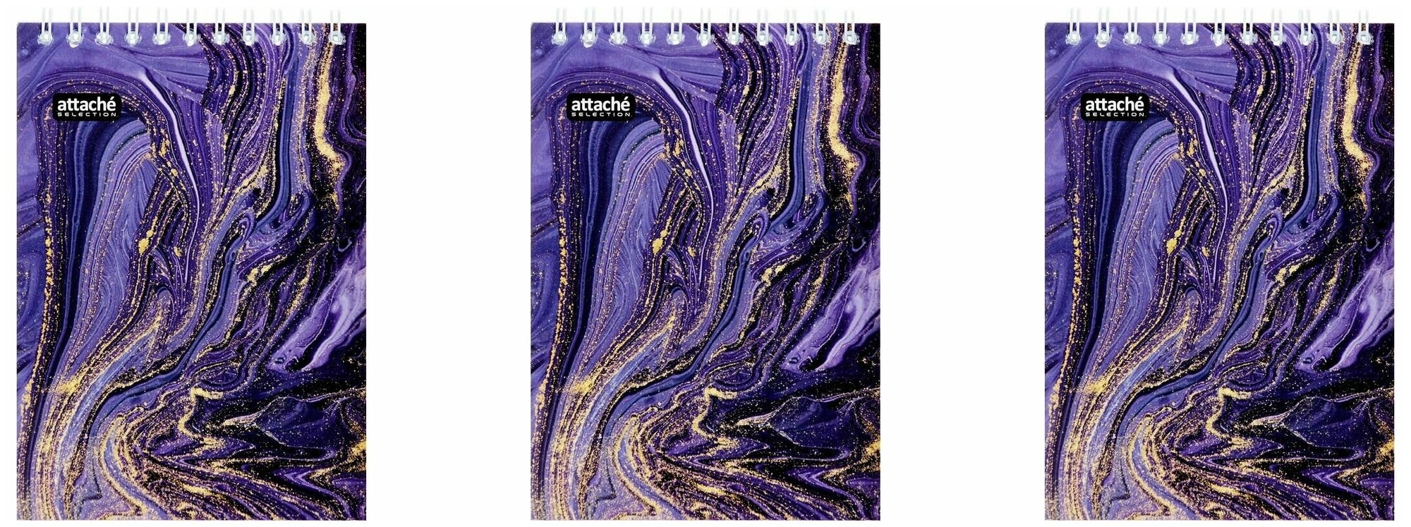 Attache Selection Блокнот "Fluid" А6, в клетку, фиолетовый, 80 л, 3 шт