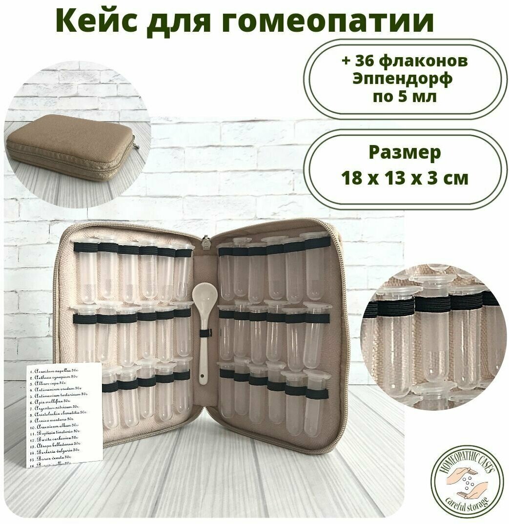 Аптечка, пенал, кейс для хранения и транспортировки гомеопатических препаратов на 36 флаконов