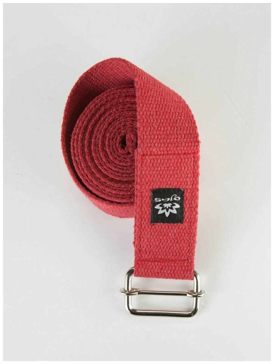 Ремень с пряжкой OJAS Natural 240х4 см, тренировочный ремень для йоги и растяжки