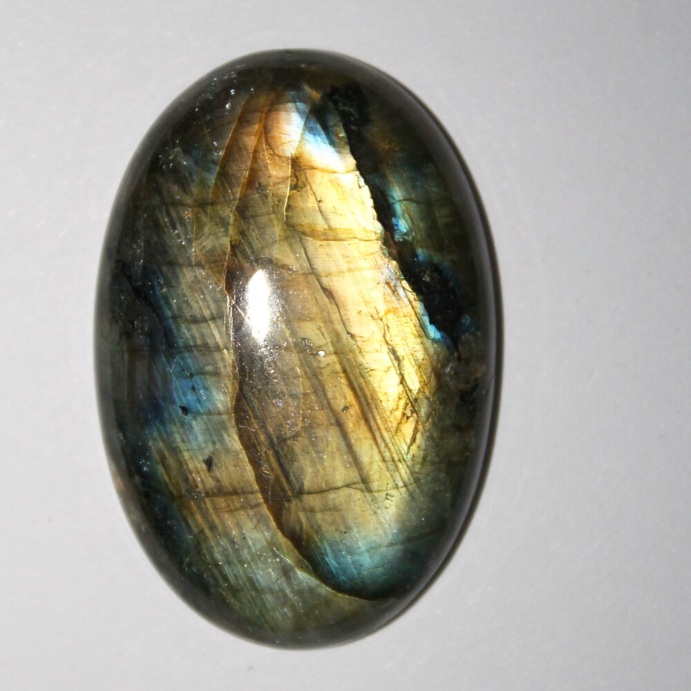 Лабрадор кабошон, натуральный камень, 42х28х4 мм, Мадагаскар, "True Stones"