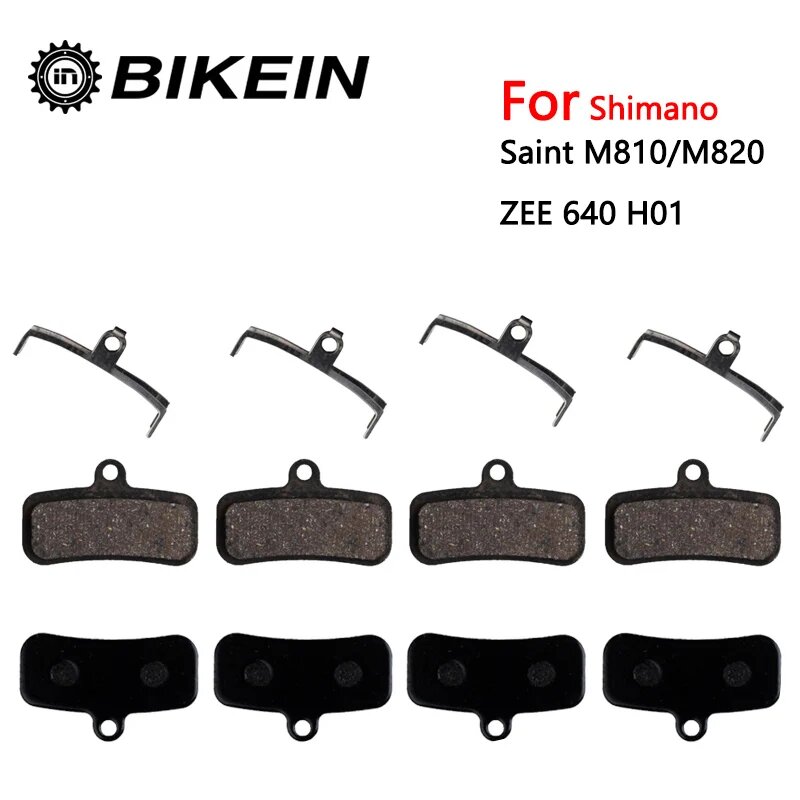 Тормозные колодки BIKEIN, 4 пары, полуметаллические, из смолы, для дисковых тормозов MTB велосипедов Shimano Saint M810, M820, ZEE M640, H01.