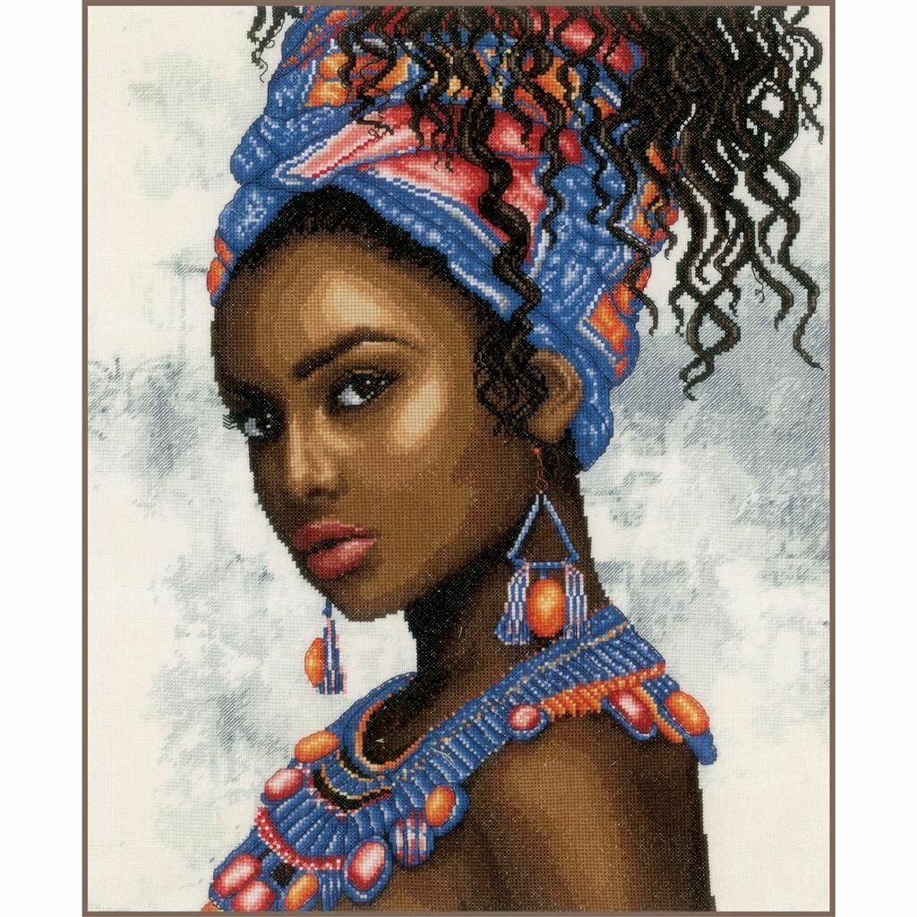 PN-0200685 Набор для вышивки счетный крест Lanarte, Линда 27, 39х49, ткань, "Девушка в платке"