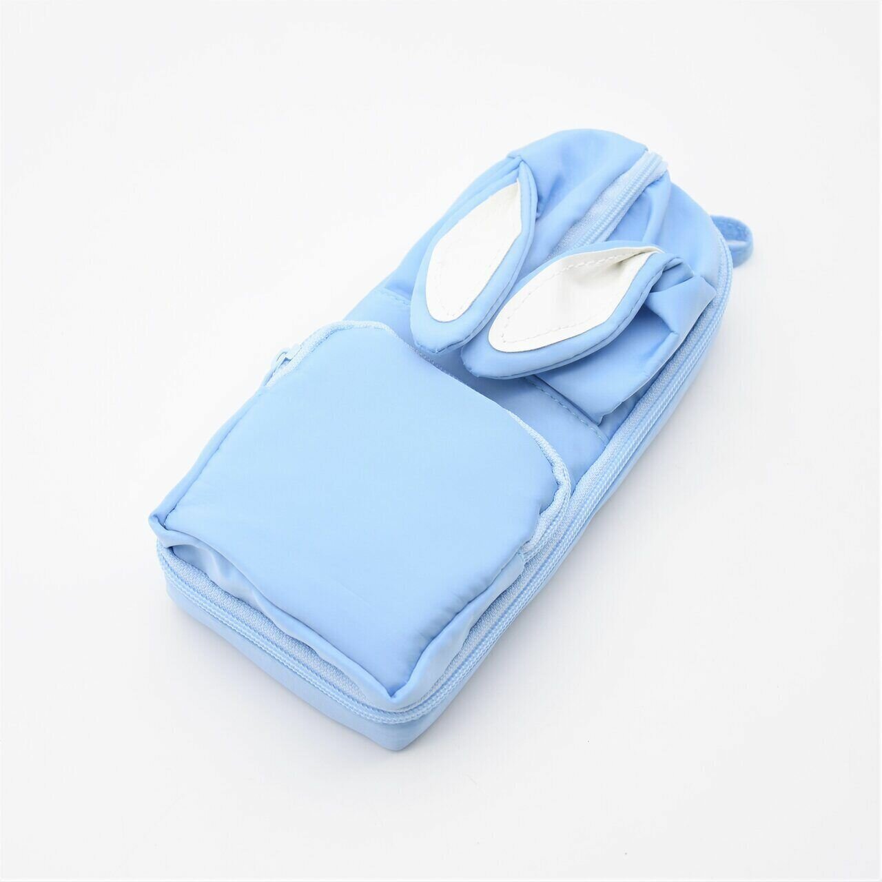 Пенал 1 отделение +2 наружных кармана 21х10х7см "Милые ушки" прямоугольный, голубой