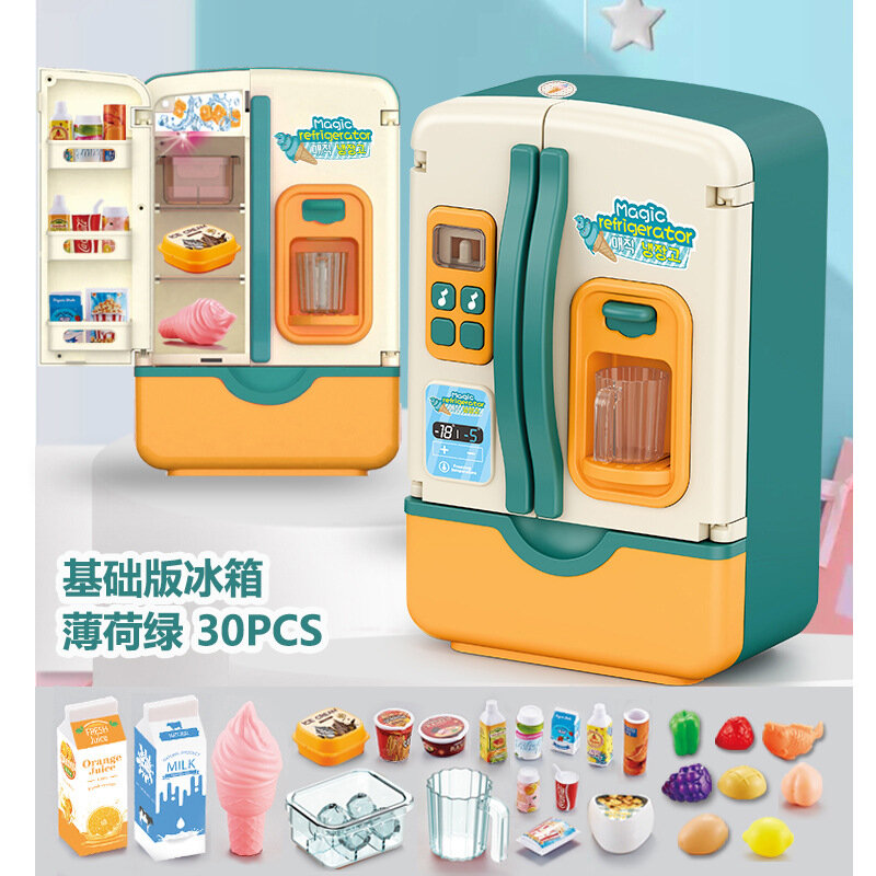 Детский симулятор холодильника, большой емкости, двухдверный электрический холодильник с подсветкой и музыкой, игрушка для ролевых игр для мальчиков и девочек