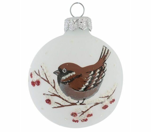 Шар на елку "Воробей" 6см