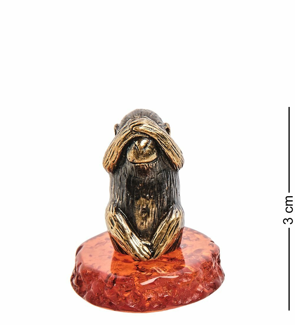 Фигурка 'Обезьяна Не вижу Мидзару' (латунь, янтарь)