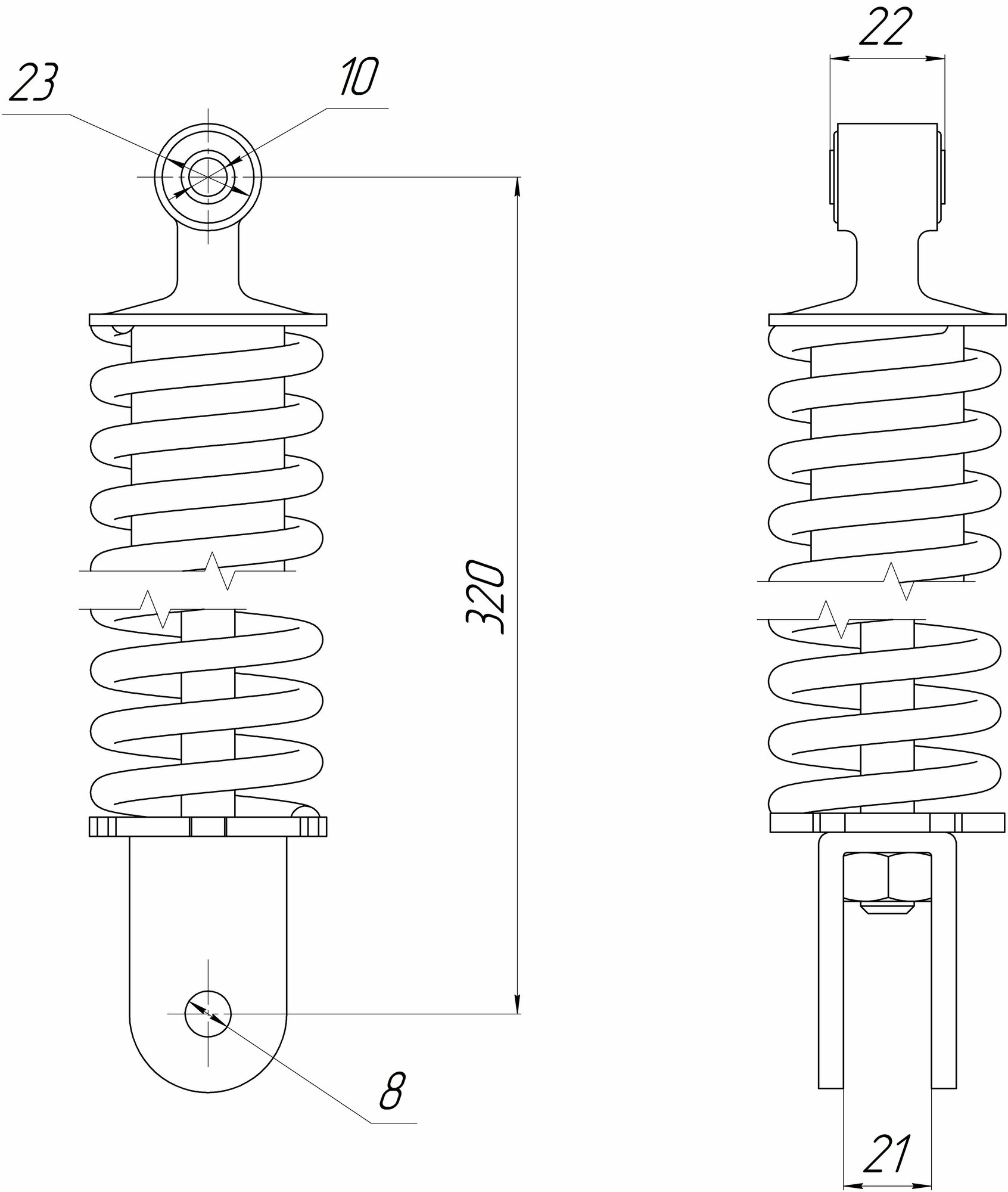 Амортизатор задний HONDA DIO50 (320 мм)