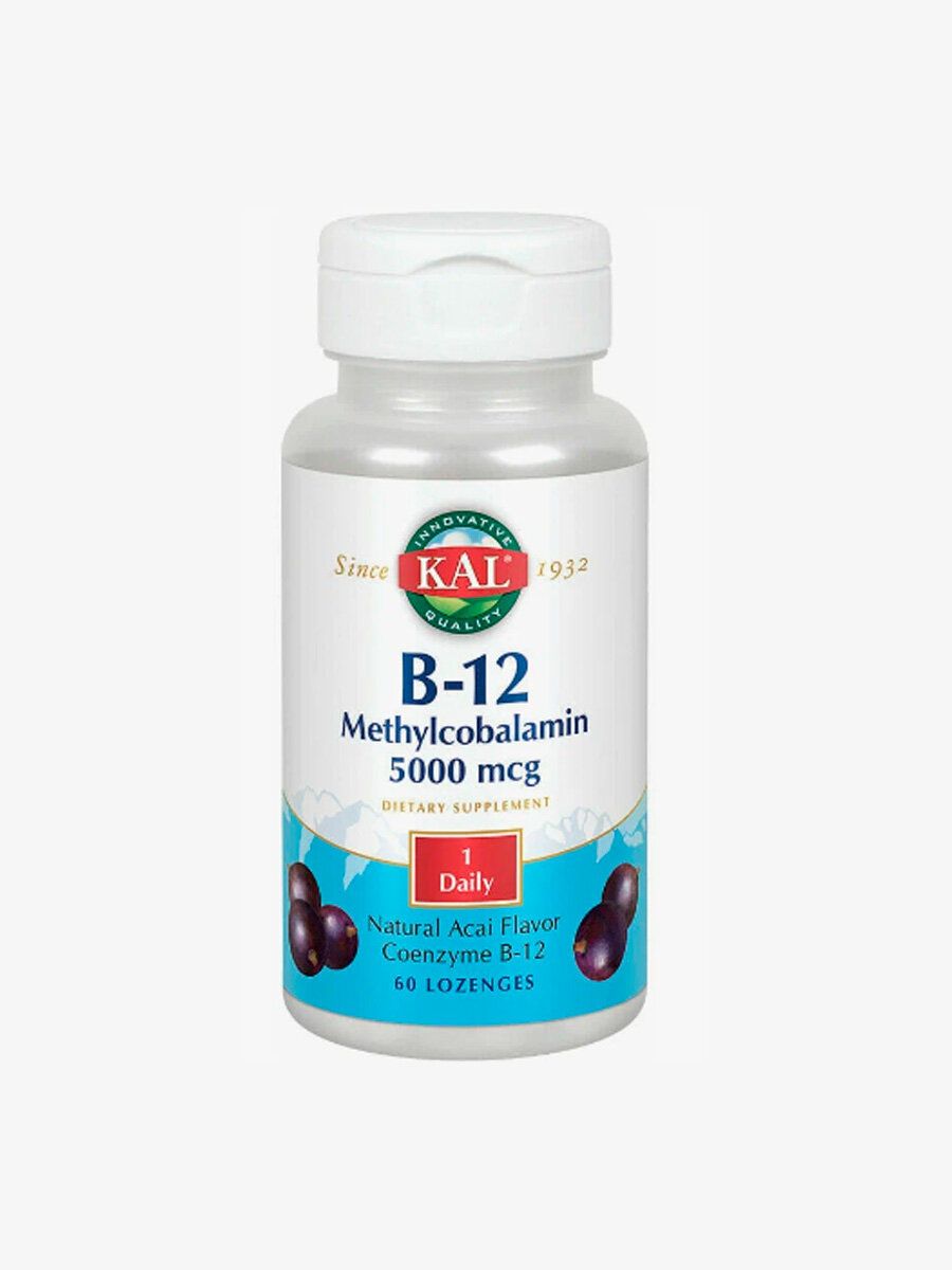 Kal B-12 Methylcobalamin 60ct 5000mcg Acai Berry