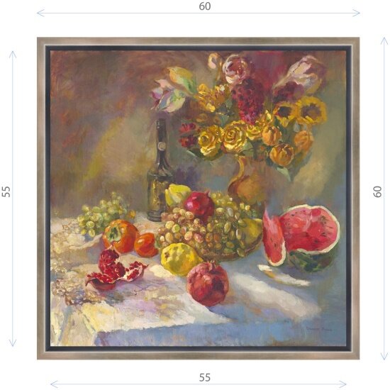 Картина Декор Депо Ксении Черномор Голландский натюрморт Матовый холст в раме 60х60 см