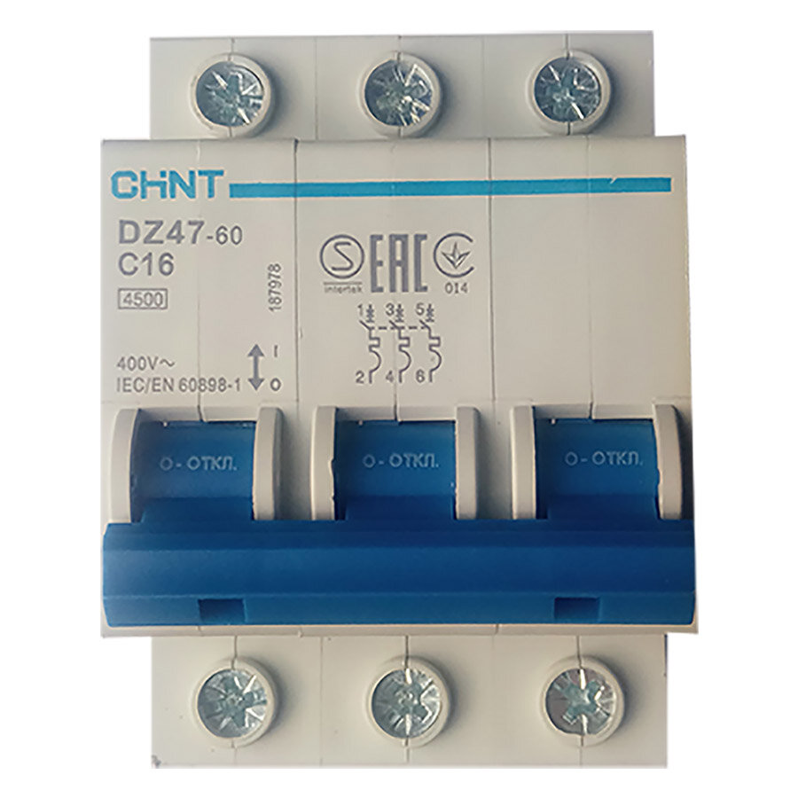 Автоматический выключатель DZ47-60 3P 16A 4,5кА CHINT