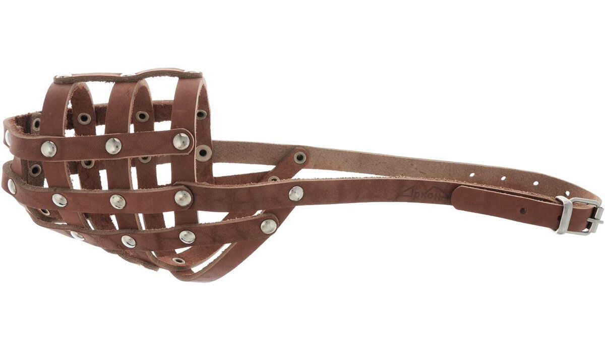 Намордник для собак кожаный коньячный 28 х 12 см Аркон н28мк NEW