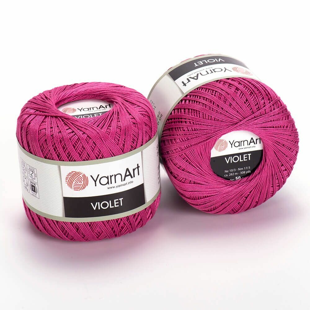 Пряжа Виолет (Violet Yarnart) упаковка 6 мотков 50 г. 282 м.100% мерсеризованный хлопок цвет 0075 брусника