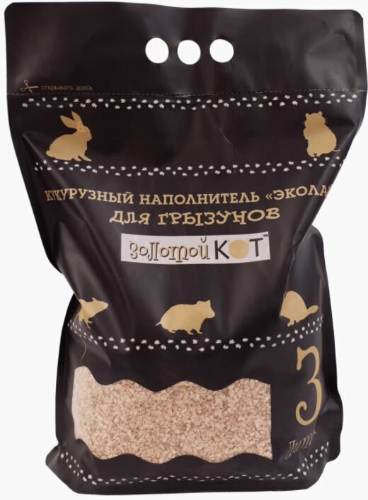 Золотой кот Наполнитель кукурузный для грызунов 3л. 1.6кг. 1.6 кг