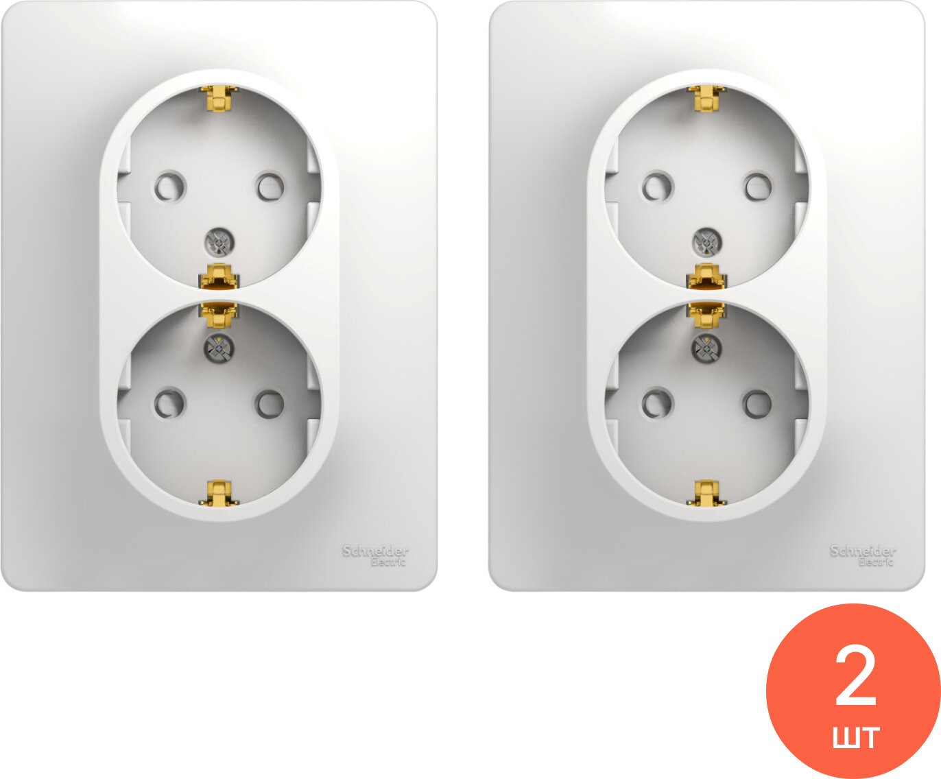 Розетка силовая штепсельная Systeme Electric / Систем Электрик Glossa, 16А 250В IP20 белый, с заземляющим контактом и шторками GSL000126 / электрооборудование (комплект из 2 шт)