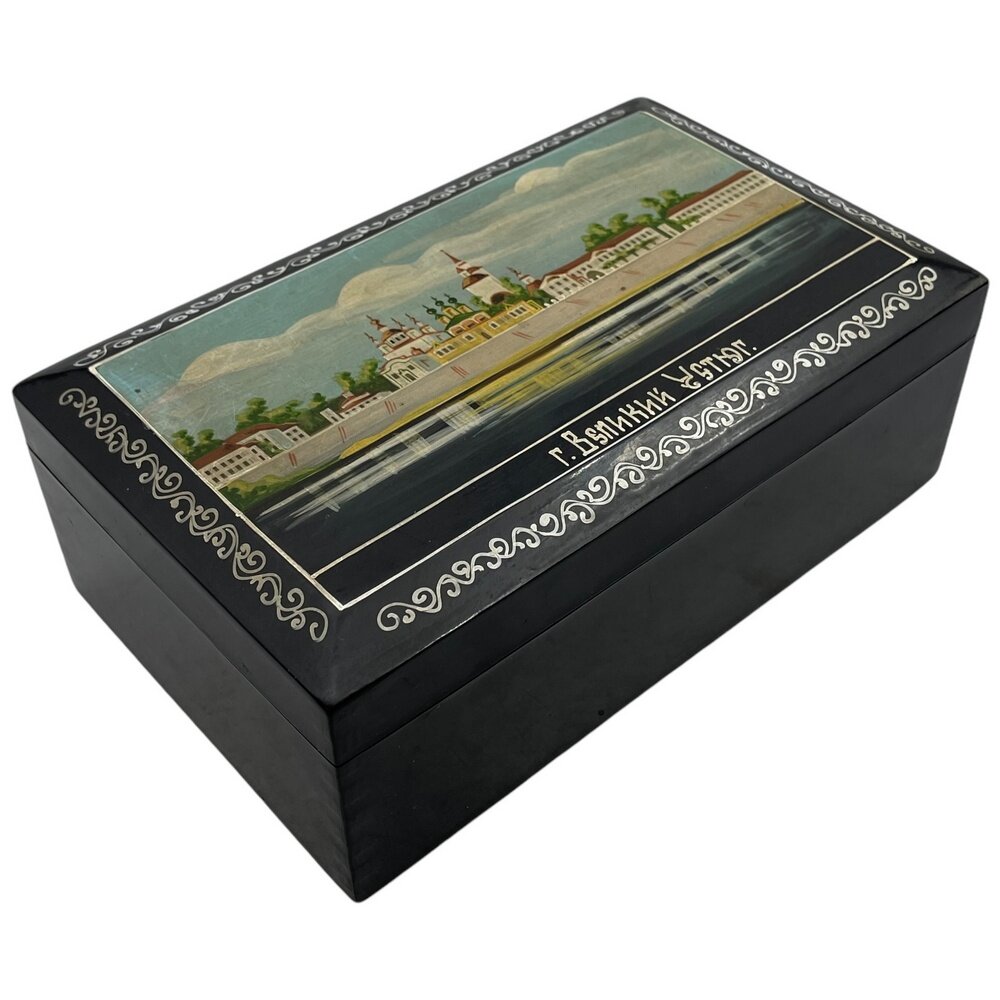 Шкатулка "Великий Устюг", фанера, лак, роспись, 1950-1960 гг, СССР