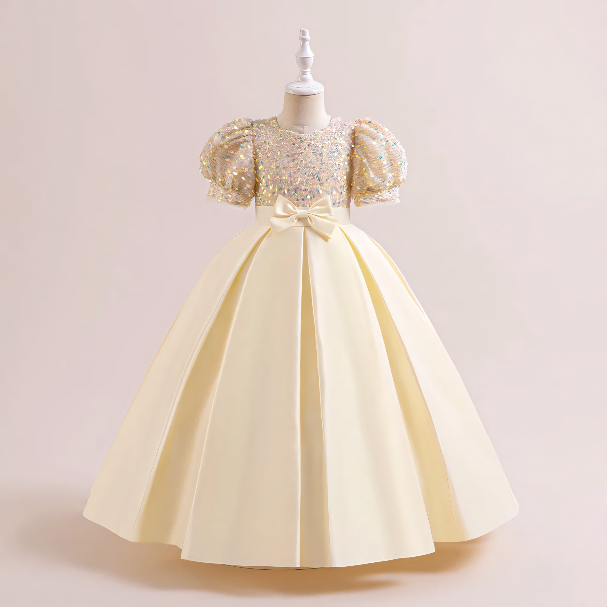 Платье принцессы ALP-0013 для девочек с пайетками, нарядное, 170 см, champagne