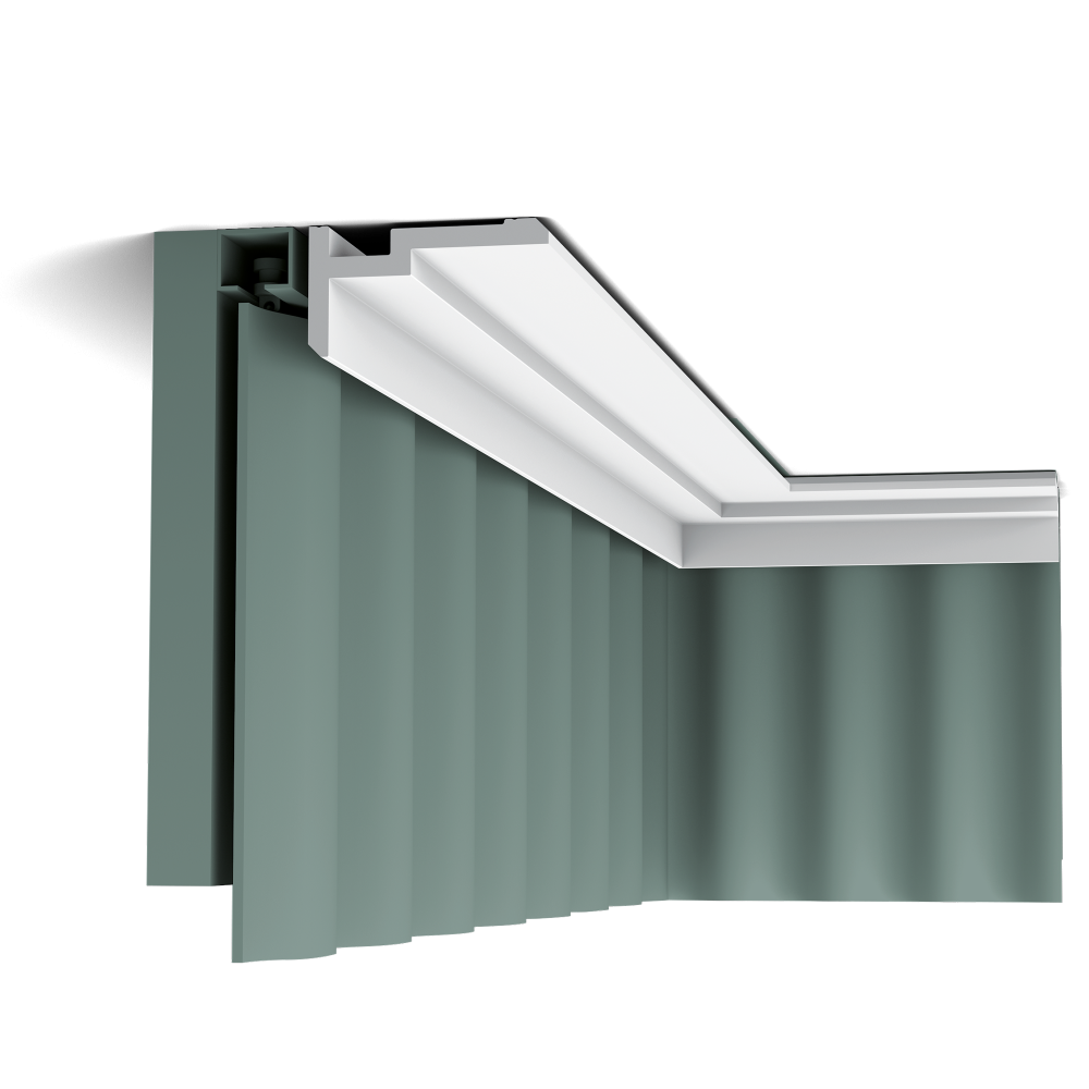 Скрытый Карниз для Штор Orac Decor CX197 Д200xШ9.3xВ5 см Лепнина из Дюрополимера / Орак Декор.