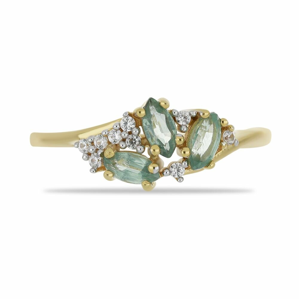 Кольцо, серебро, 925 проба, кианит, циркон