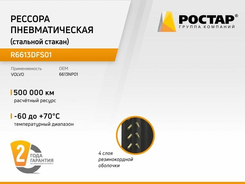 Рессора пневматическая (стальной стакан) R6613DFS01 (6613NP01)