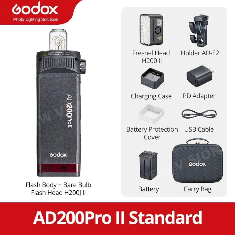 Вспышка Godox 200Ws AD200ProII AD200Pro II TTL 2.4G беспроводная карманная камерная вспышка, совместимая с Nikon, Canon, Sony, Fuji, Olympus