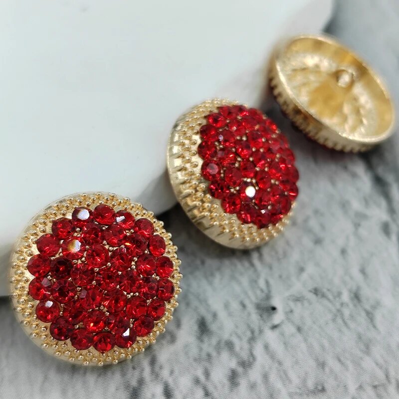 Красные металлические пуговицы с стразами, набор из 6 штук 23mm 6pcs, red