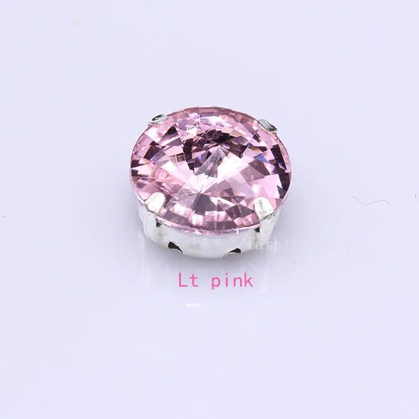 Стразные пуговицы розовые Lt pink, серебро