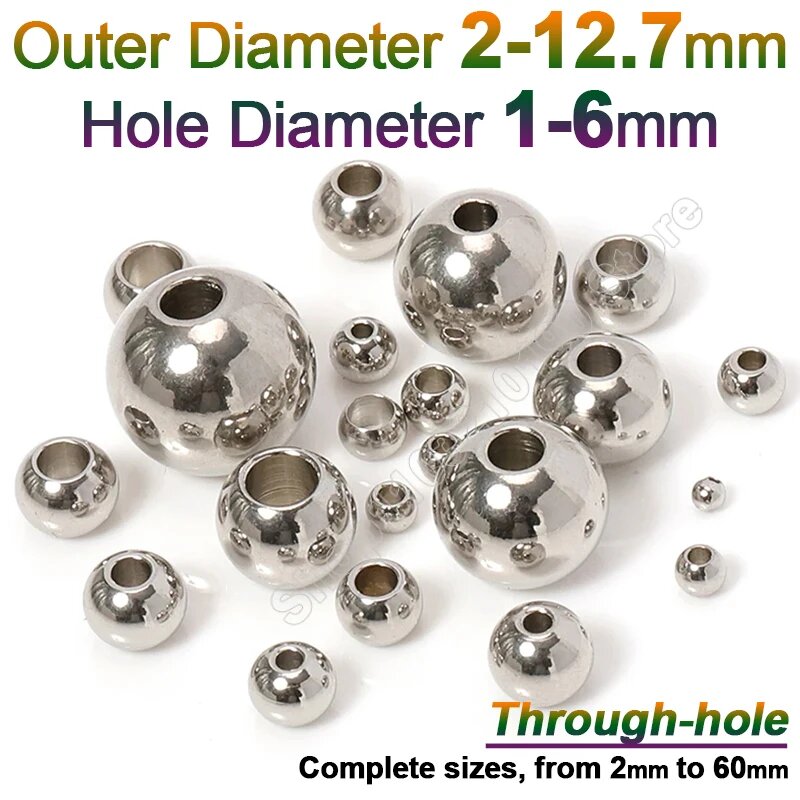 Металлические шары из нержавеющей стали для рукоделия 5Pcs, 12mm x hole6mm