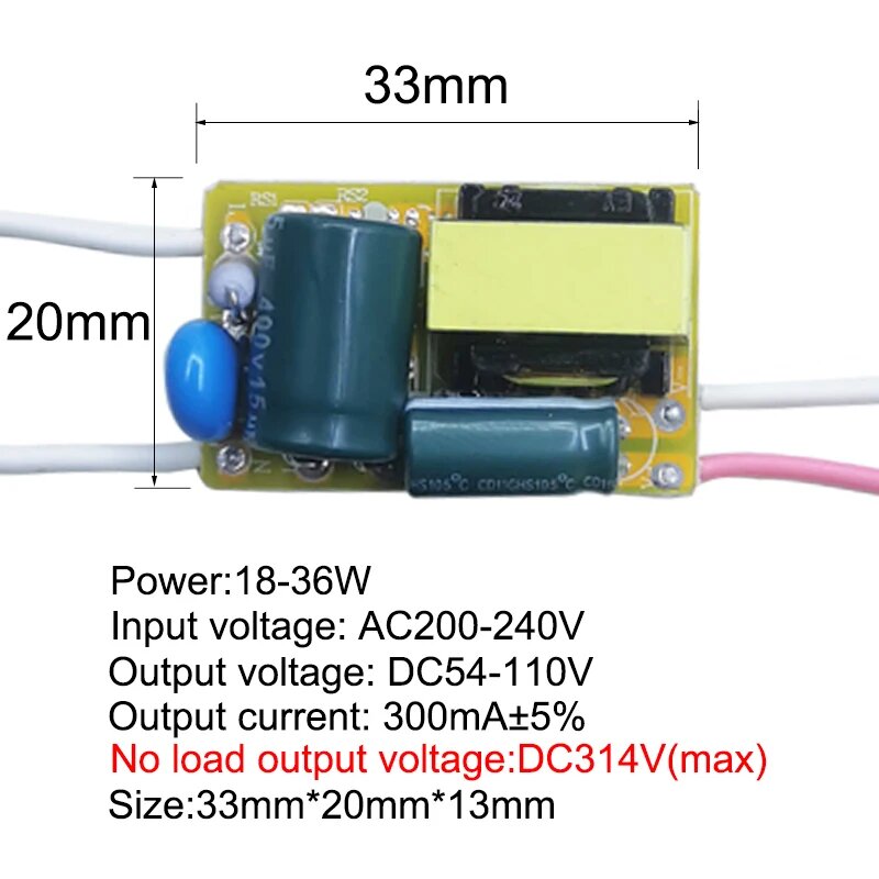 LED драйвер 300 мА, 8-50 Вт, AC85-265V 18-36W