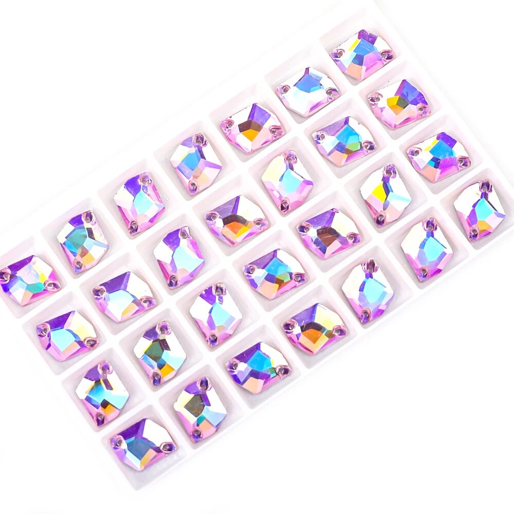 Стразы 13x17mm, 20шт, Lt.pink AB, космическая форма