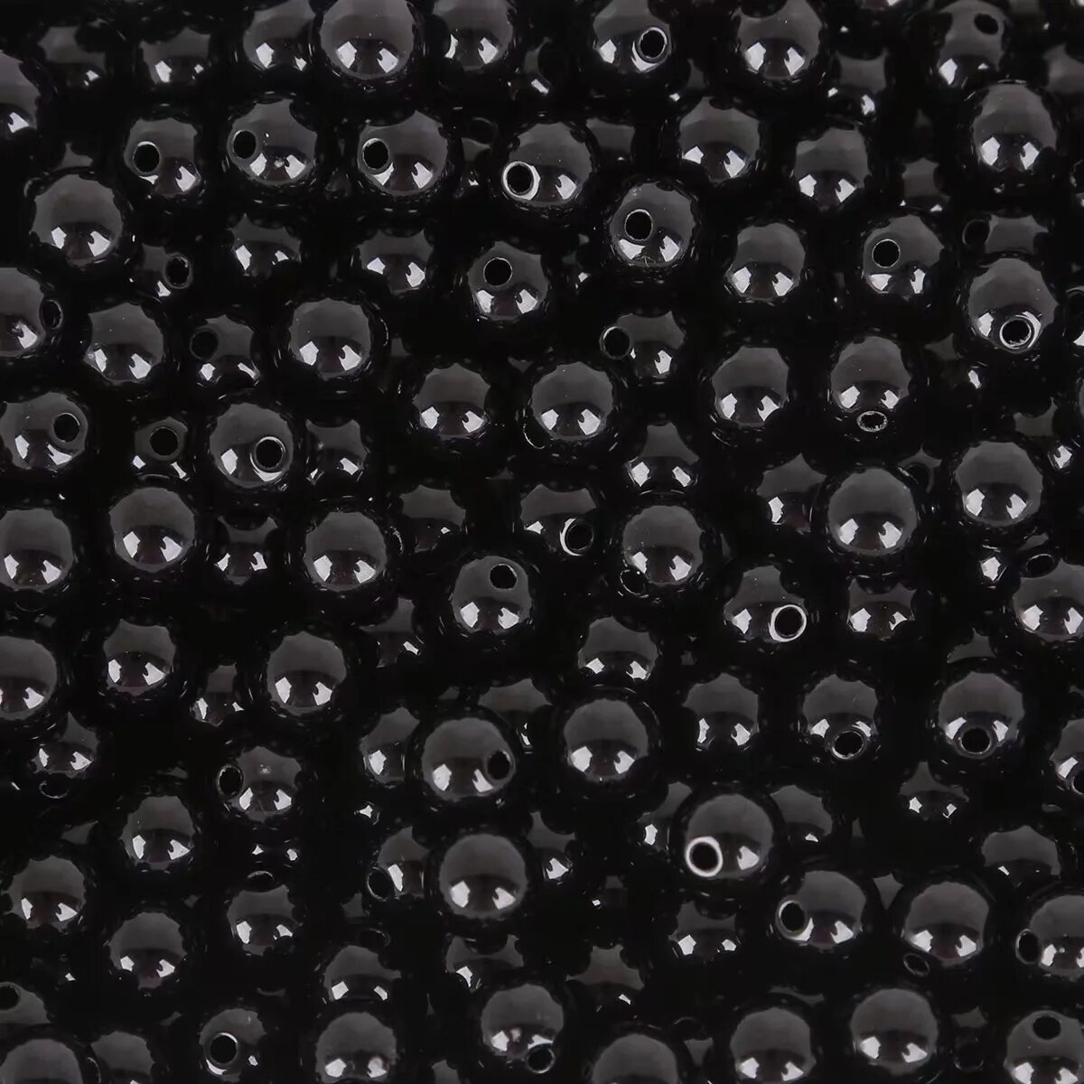 Акриловые бусины чёрные и красные 3-20 мм Черный, 6mm-100Pcs, Black