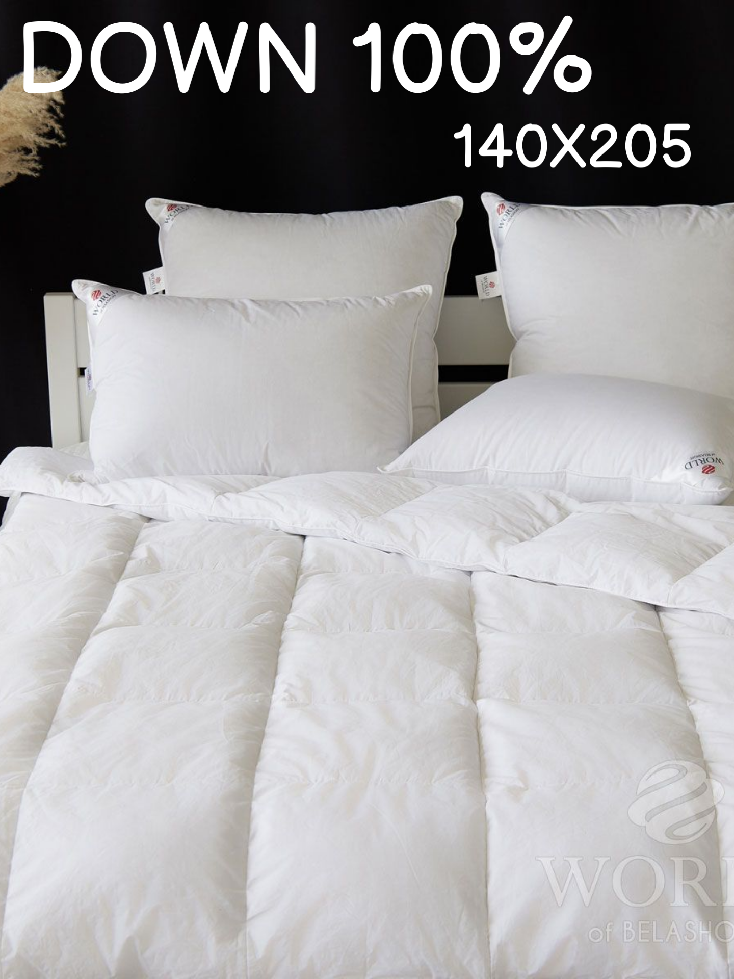 Одеяло кассетное 140х205 World of Belashoff Down 100% серый пух