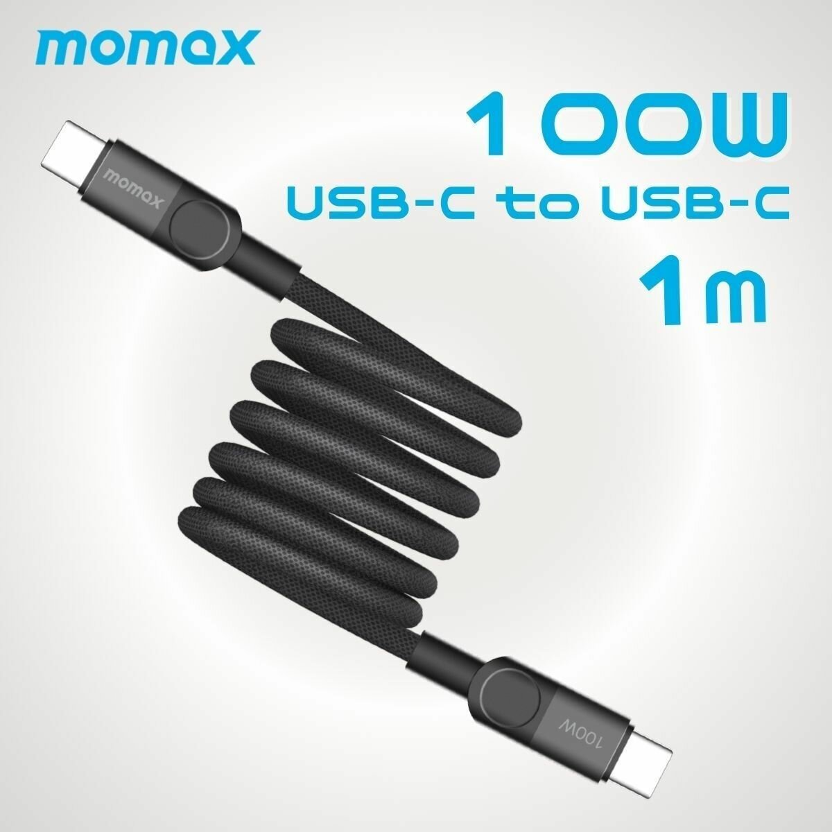 Магнитный кабель Momax Mag.Link Magnetic USB-C to USB-C Cable 100W 1m - Black