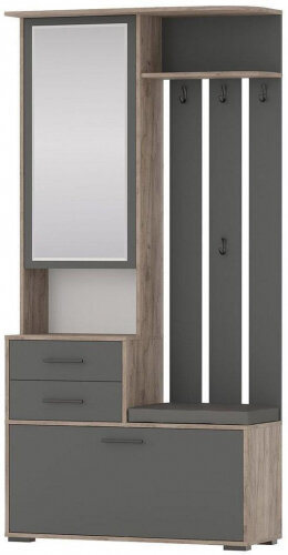 Прихожая Гранд Кволити 2-3431дкт/граф Домино - Шкаф с вешалкой, цвет дуб крафт табачный/графит, ШхГхВ 100х36х202 см, универсальная сборка