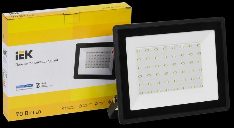Прожектор СДО 06-70 светодиодный черный IP65 6500K IEK