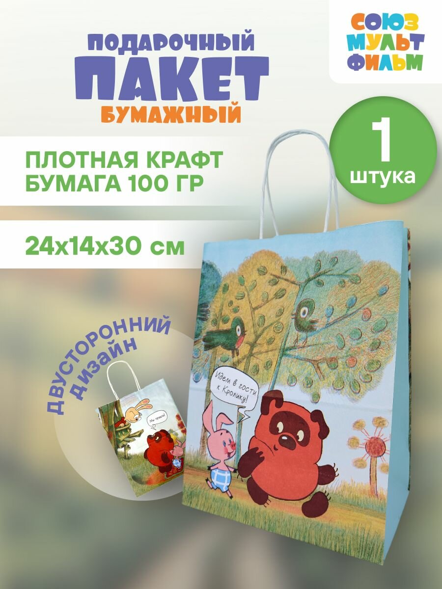 Пакет подарочный бумажный с ручками Винни-Пух