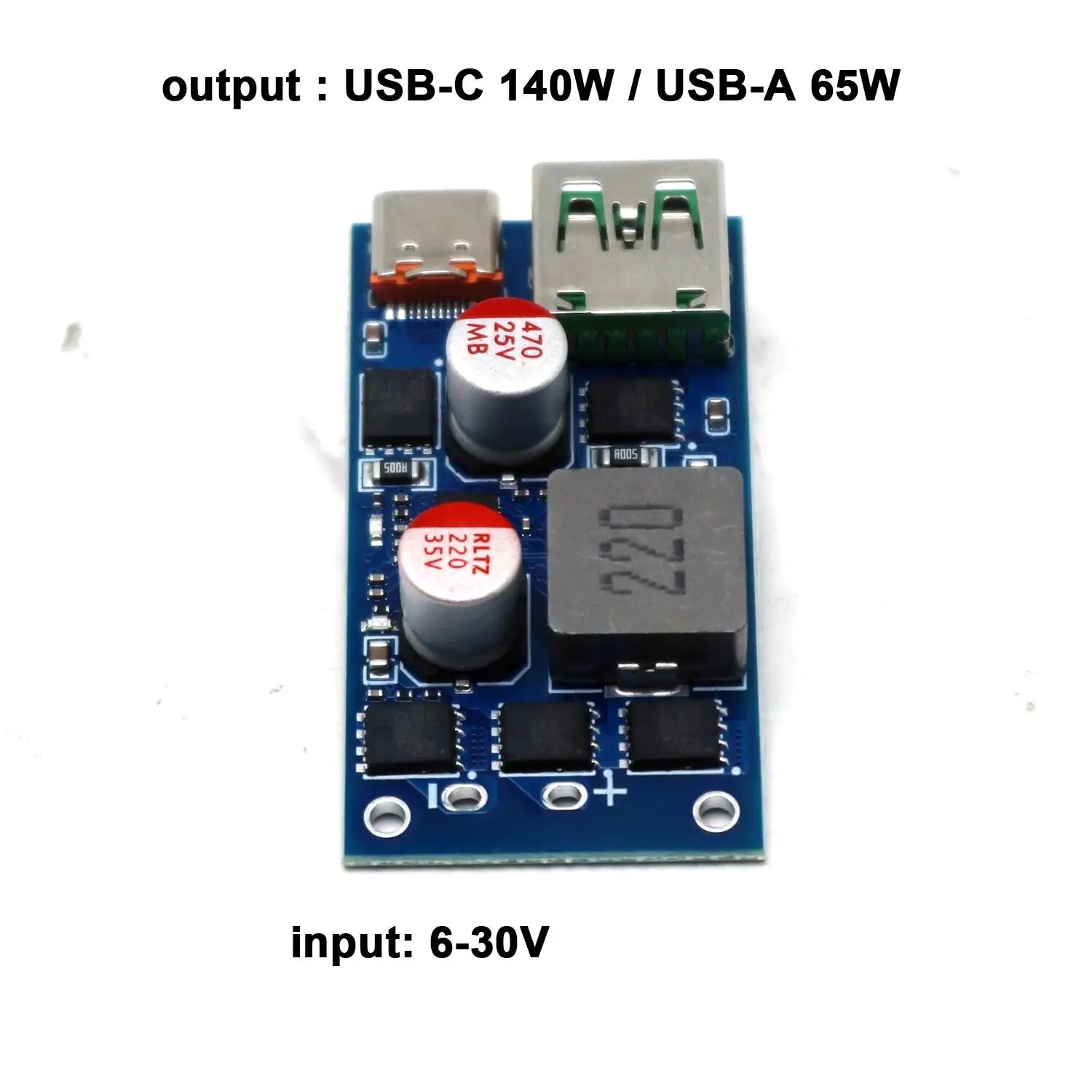PD3.0 140 Вт быстрая зарядка DC 12V / 24V до 5V 9V 12V 15V 20V USB-C Buck Converter Зарядное устройство для ноутбука / телефона для рабочего стола / автомобиля