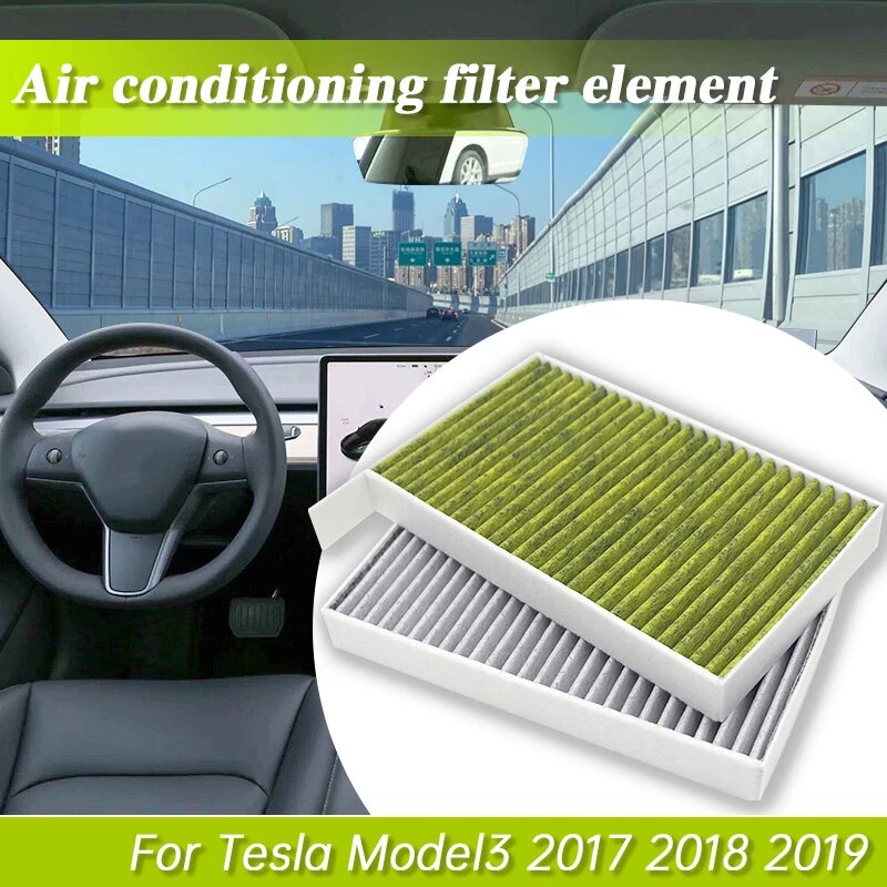 2шт. 1107681 -00-A Замена автомобильного салонного воздушного фильтра с активированным углем для Tesla Model 3 2017 2018 2019, фильтр для кондиционера