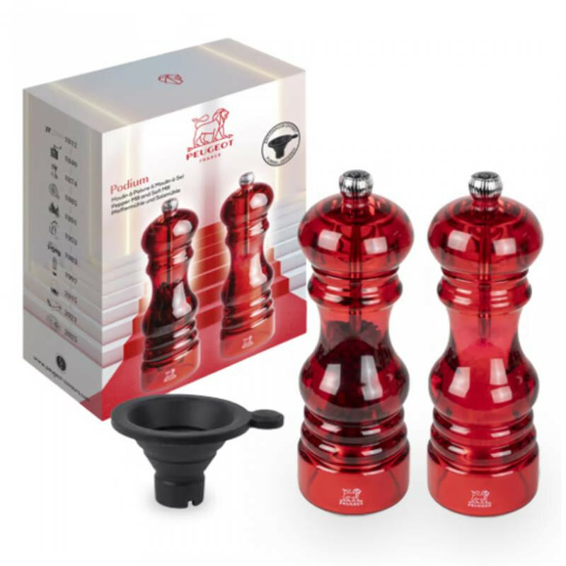 Peugeot Набор мельниц Podium, соль и перец, 18 см, красный, акрил (47993)