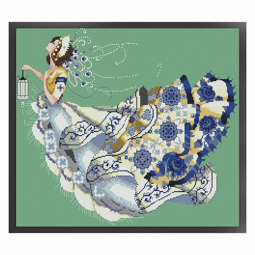 Вышивка хлопковая с изображением феи, 50x43 см