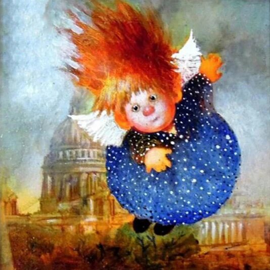 Алмазная вышивка "Милый ангел", 60x60 см, оранжевый, зеленый