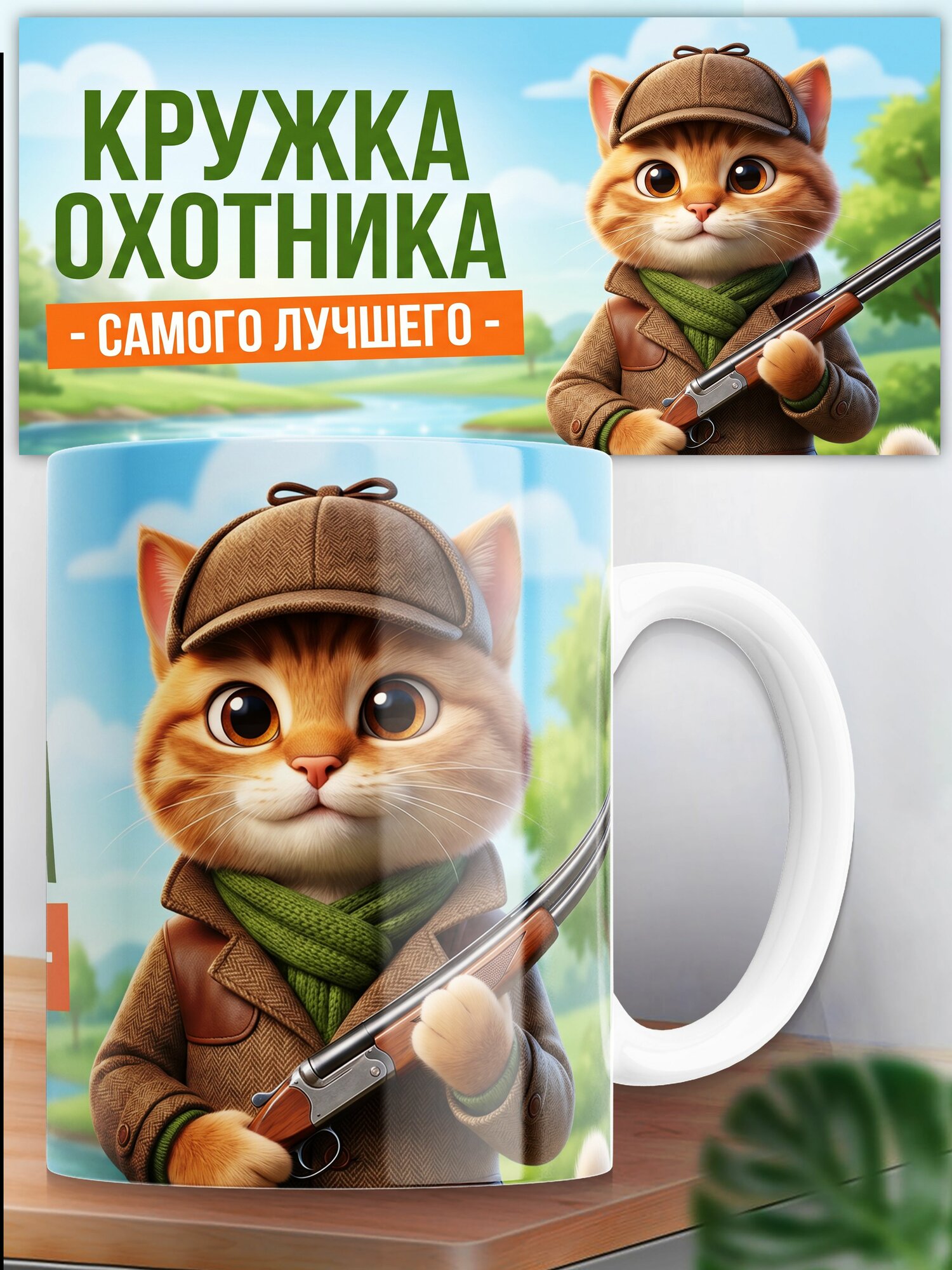 Кружка с принтом Охотник