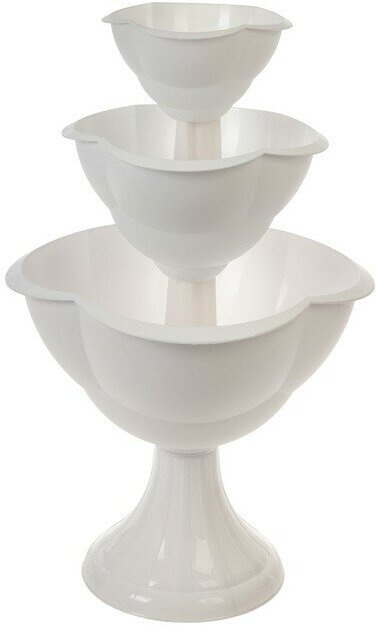 Клумба пластиковая Sima-Land 3 яруса, d 27, 40, 55 см, h 90 см, белая, "Водопад"